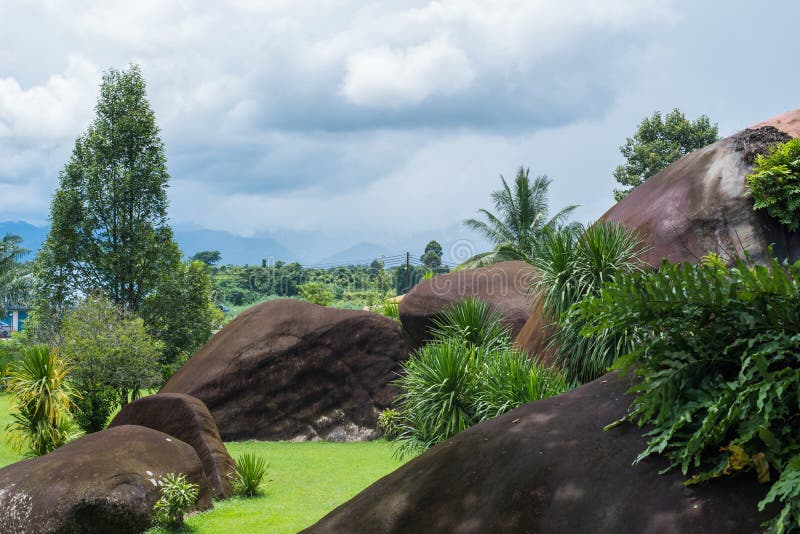 Big Rocks and Grass in the Blue Sky Stock Photo - Image of background ...