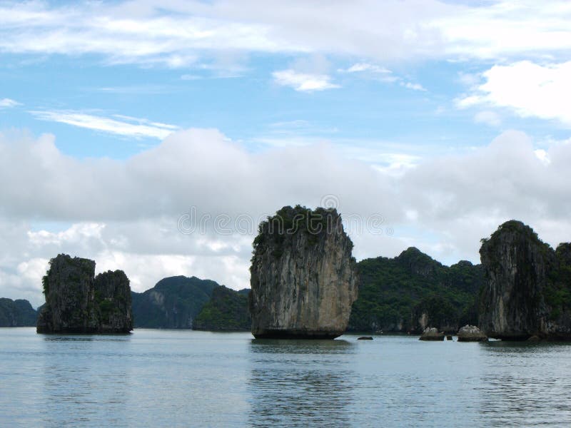 Big Rocks in Ha Long Bay. Vietnam Stock Image - Image of rock ...