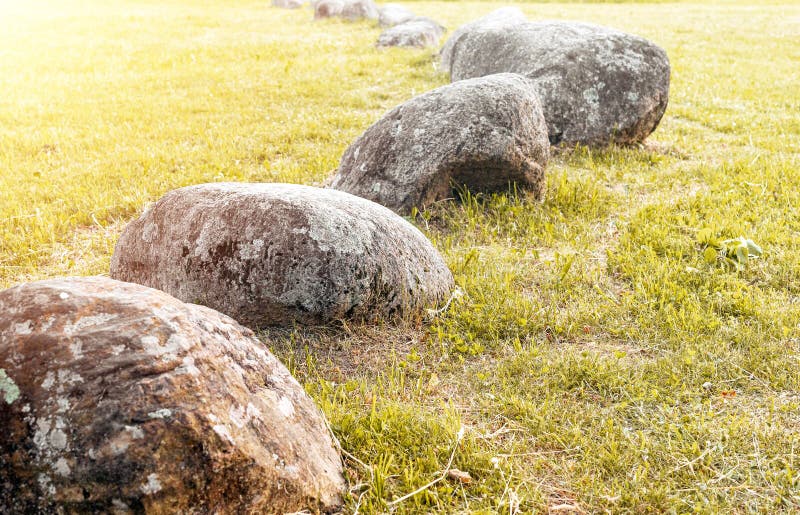 Big Rocks or Stones on Green Grass. Boulders Stock Photo - Image of ...