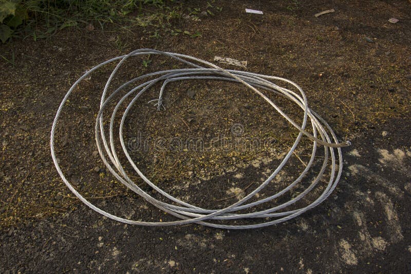 A Big Roll of Aluminum Cable at Road Side Stock Image - Image of ...