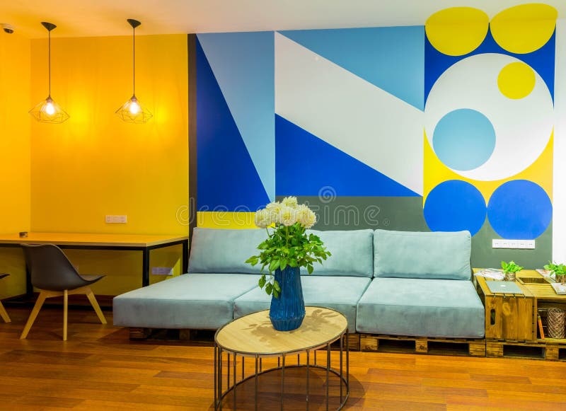 Big Room Interior with Couch Stock Image - Image of contemporary ...