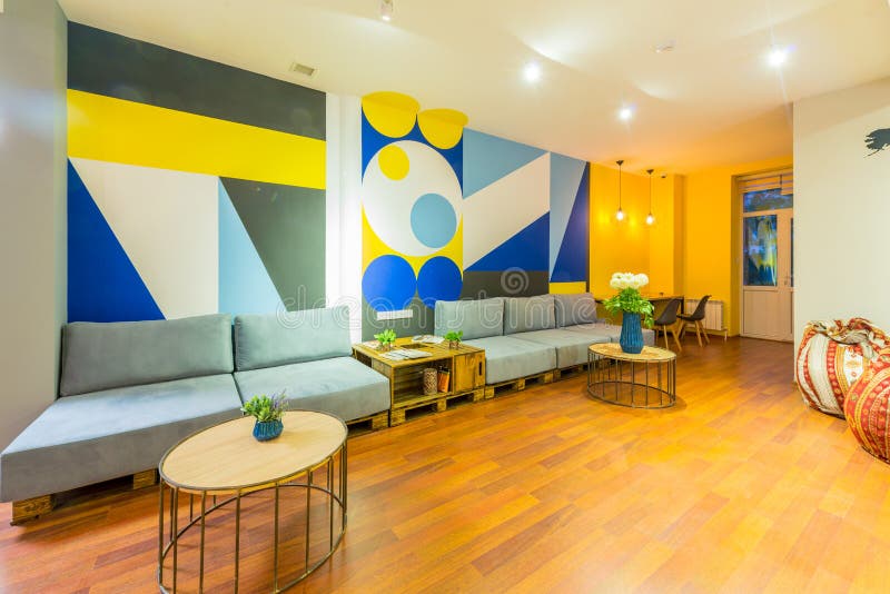 The Big Room Interior with Couch Stock Image - Image of indoor, curtain ...