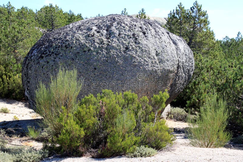 Big Round Boulder in Portuguese Natural Park Stock Photo - Image of ...