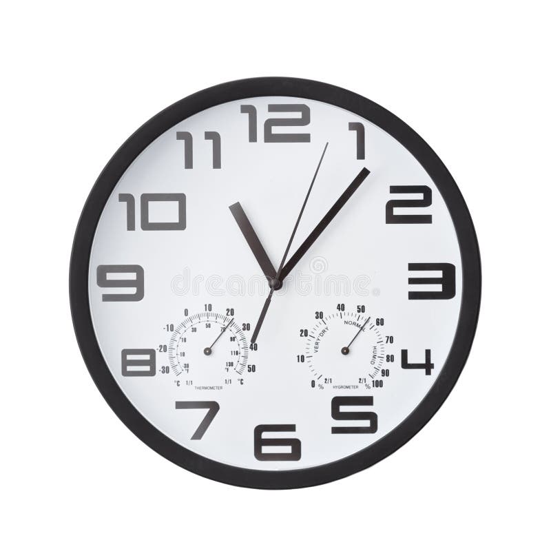 Big Round Clock on White Wall. Stock Photo - Image of clock, ticking ...