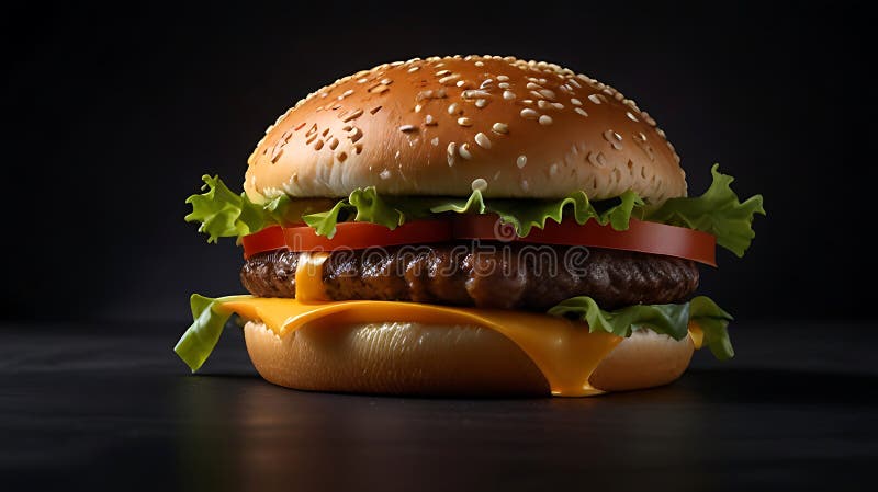 Big Round Juicy Burger, Burger Cheese Stretches Stock Illustration ...