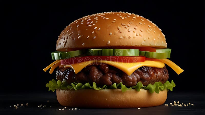 Big Round Juicy Burger, Burger Cheese Stretches Stock Illustration ...