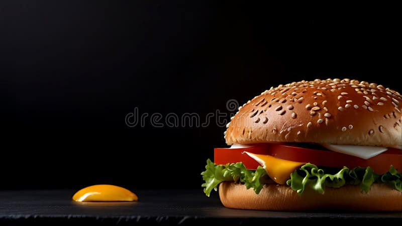Big Round Juicy Burger, Burger Cheese Stretches Stock Illustration ...