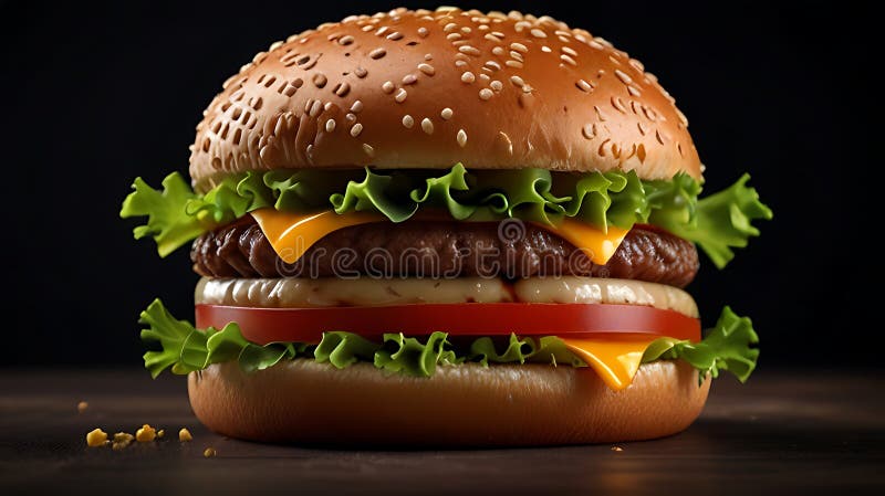 Big Round Juicy Burger, Burger Cheese Stretches Stock Illustration ...