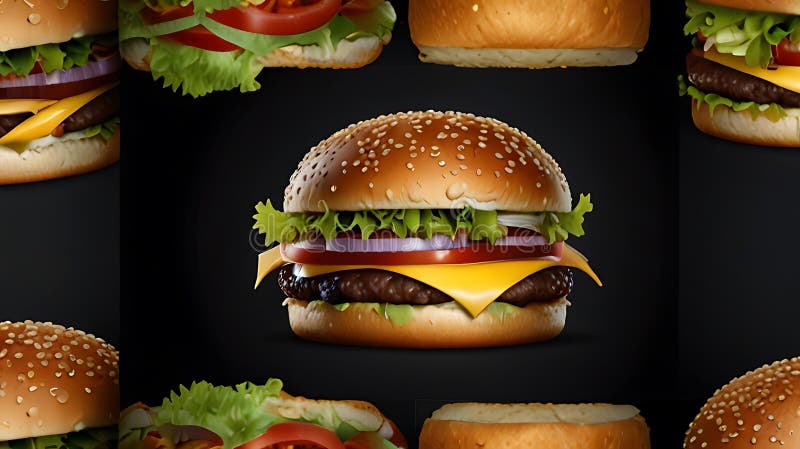 Big Round Juicy Burger, Burger Cheese Stretches Stock Image - Image of ...