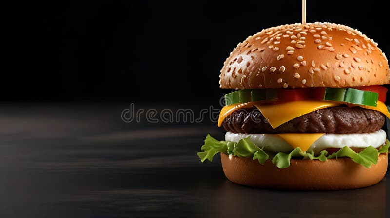 Big Round Juicy Burger, Burger Cheese Stretches Stock Illustration ...