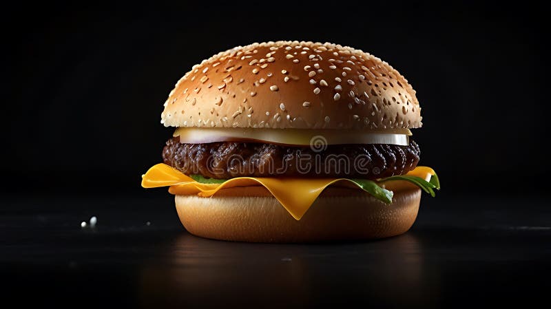 Big Round Juicy Burger, Burger Cheese Stretches Stock Illustration ...