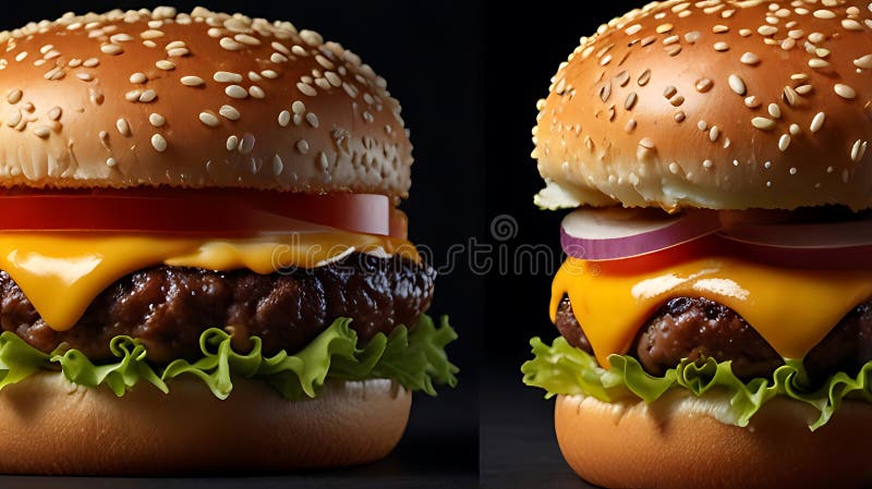 Big Round Juicy Burger, Burger Cheese Stretches Stock Illustration ...