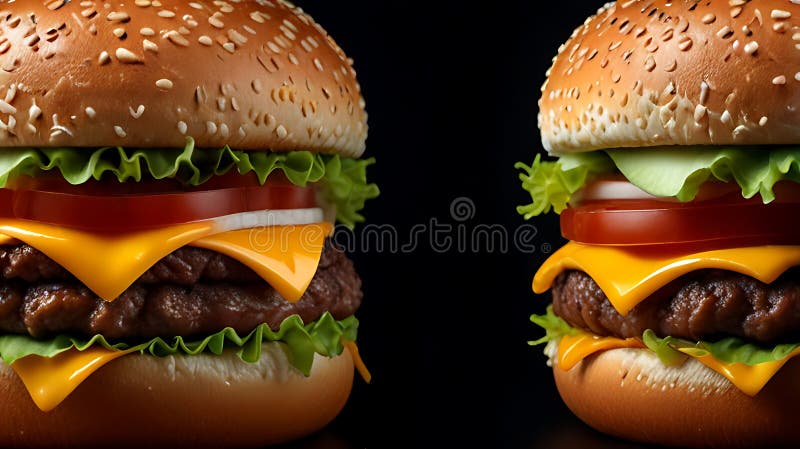 Big Round Juicy Burger, Burger Cheese Stretches Stock Illustration ...