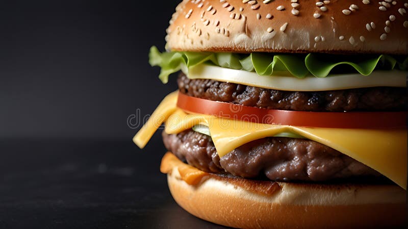 Big Round Juicy Burger, Burger Cheese Stretches Stock Illustration ...