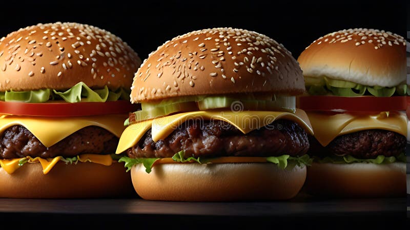 Big Round Juicy Burger, Burger Cheese Stretches Stock Illustration ...