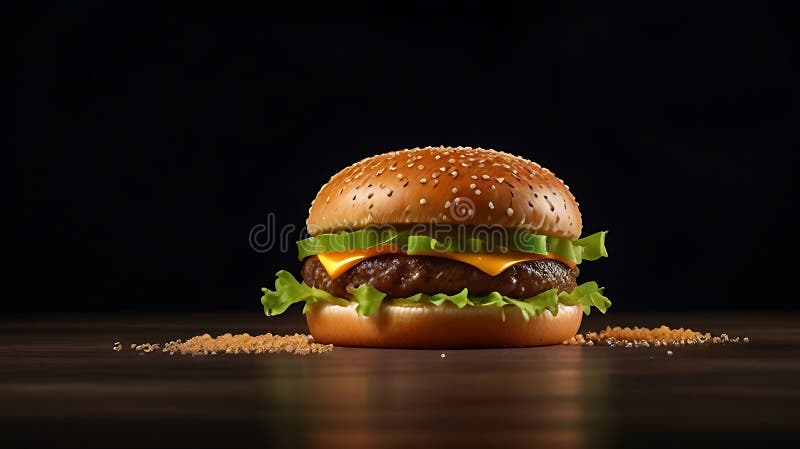 Big Round Juicy Burger, Burger Cheese Stretches Stock Illustration ...