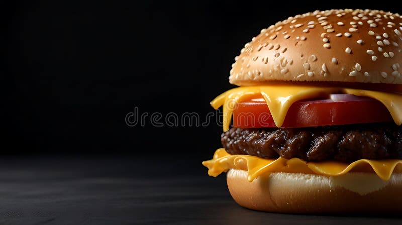 Big Round Juicy Burger, Burger Cheese Stretches Stock Illustration ...