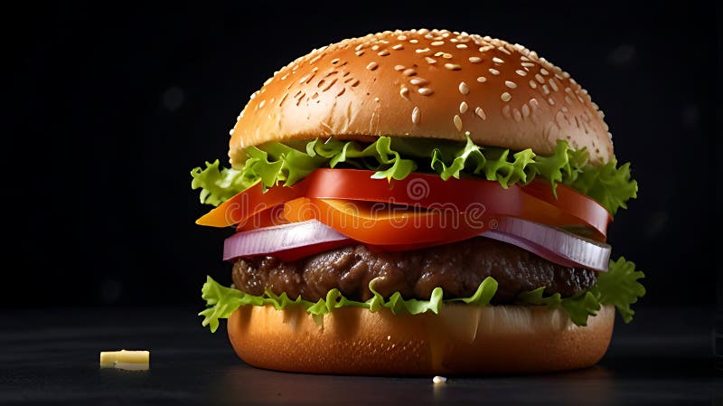 Big Round Juicy Burger, Burger Cheese Stretches Stock Illustration ...