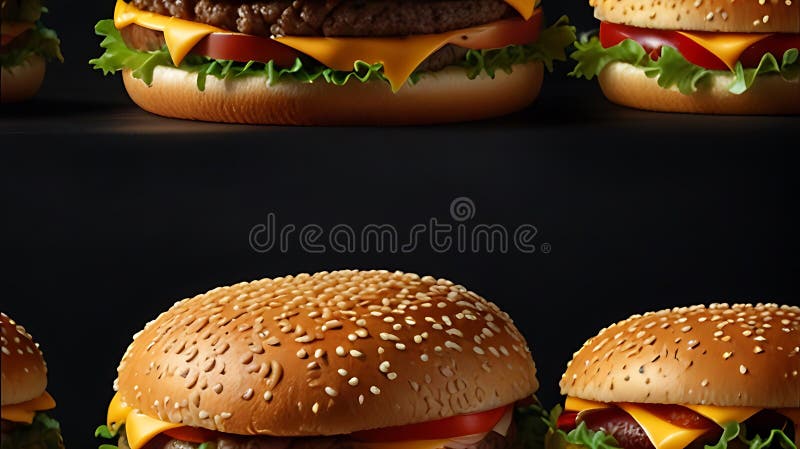 Big Round Juicy Burger, Burger Cheese Stretches Stock Photo - Image of ...