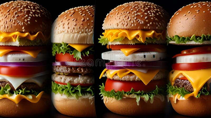 Big Round Juicy Burger, Burger Cheese Stretches Stock Illustration ...