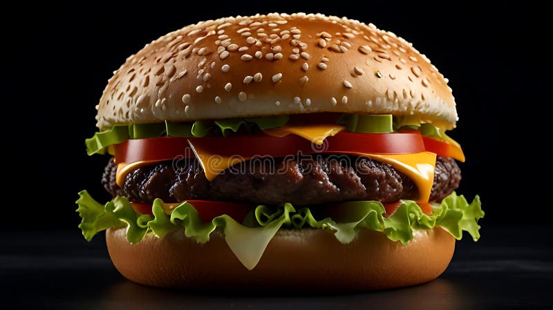 Big Round Juicy Burger, Burger Cheese Stretches Stock Illustration ...