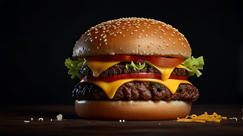 Big Round Juicy Burger, Burger Cheese Stretches Stock Illustration ...