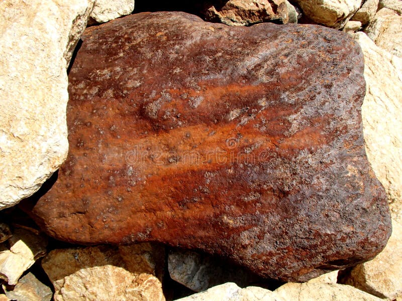 Big Rusty Iron Ore Stone Illuminated by Sun Stock Image - Image of ...