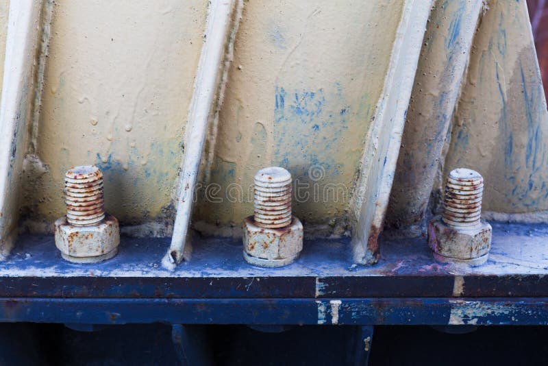 Big Rusty Metal Nuts Locked with Rust and Corrosion Bolts Stock Image ...