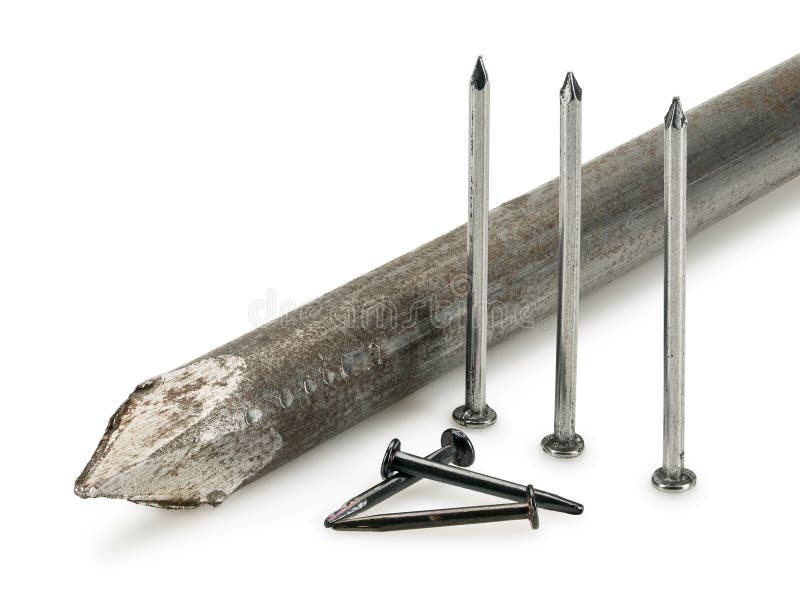 Big Rusty Nail and Group of Small Nails Stock Image - Image of nails ...