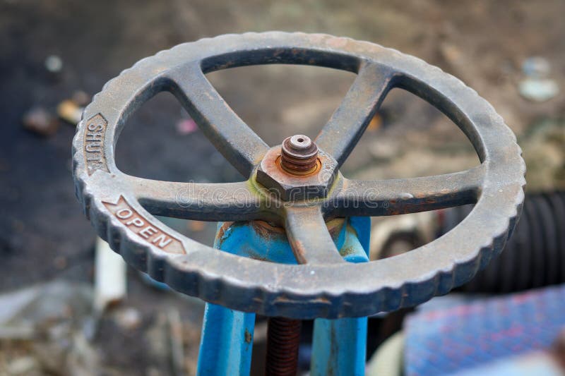 Big Rusty Steering Valve and Big Steel Pipe Stock Image - Image of ...