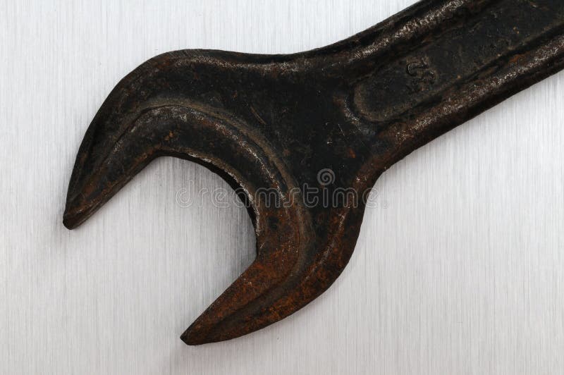 Big rusty wrench. stock photo. Image of spanner, iron - 15869732