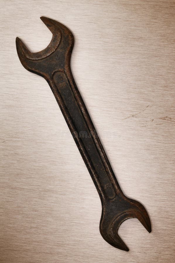 Big rusty wrench. stock photo. Image of spanner, tool - 15869748