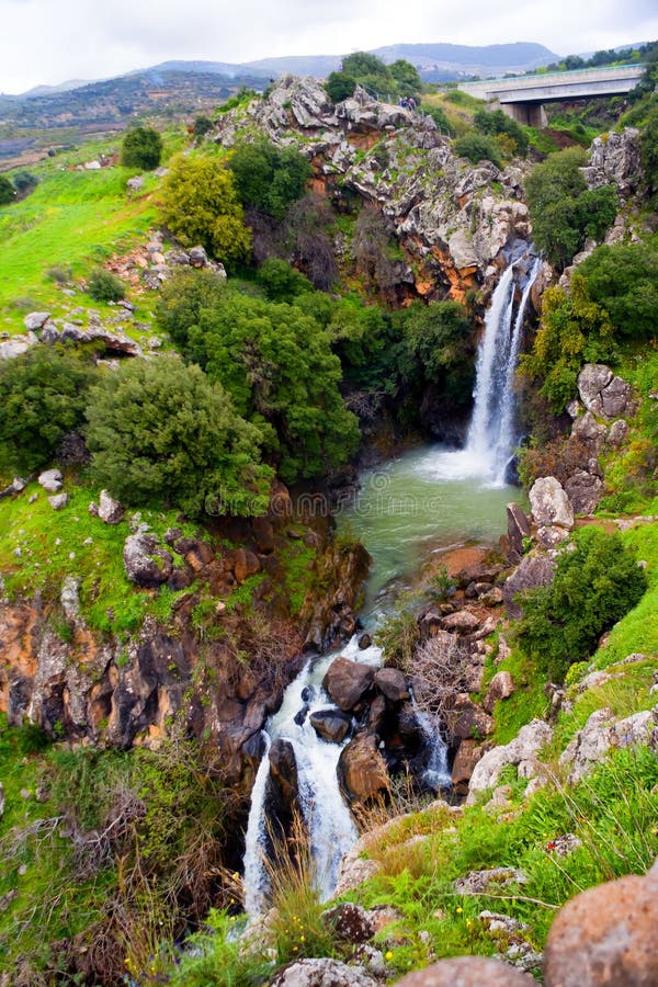 The Big Saar Waterfall in the Golan Heights, Northeast Israel Stock ...