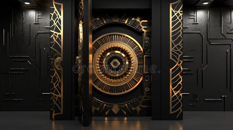 Big Safe Deposit Biometric Authentication Eye Scanning Gold Black ...