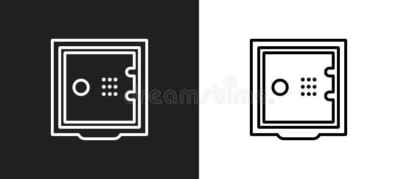 Big Safe Outline Icon in White and Black Colors. Big Safe Flat Vector ...