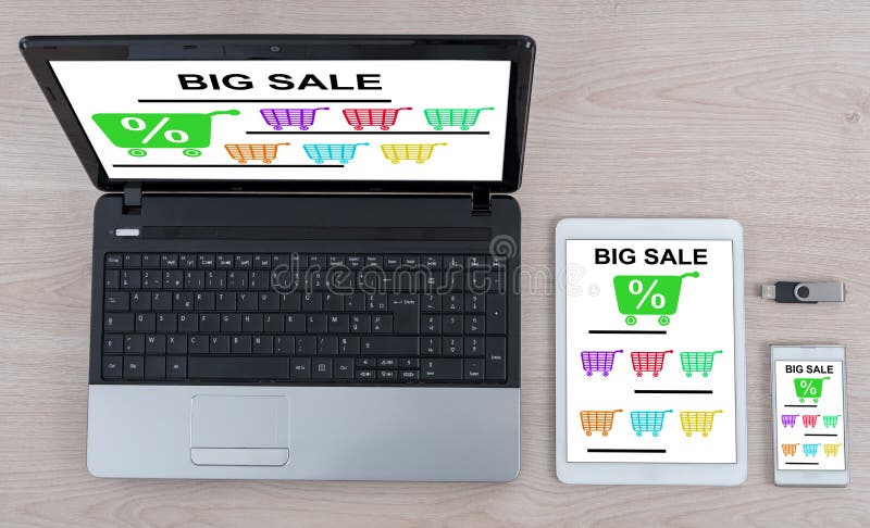 Big Sale Concept on Different Devices Stock Photo - Image of concept ...