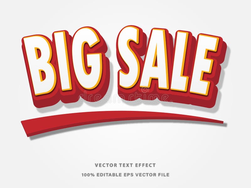 Big Sale 3d Text Effect Editable Text Eps Stock Vector - Illustration ...
