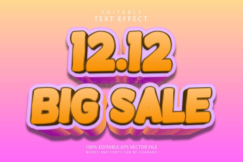 12.12 Big Sale Editable Text Effect 3 Dimension Emboss Modern Style ...