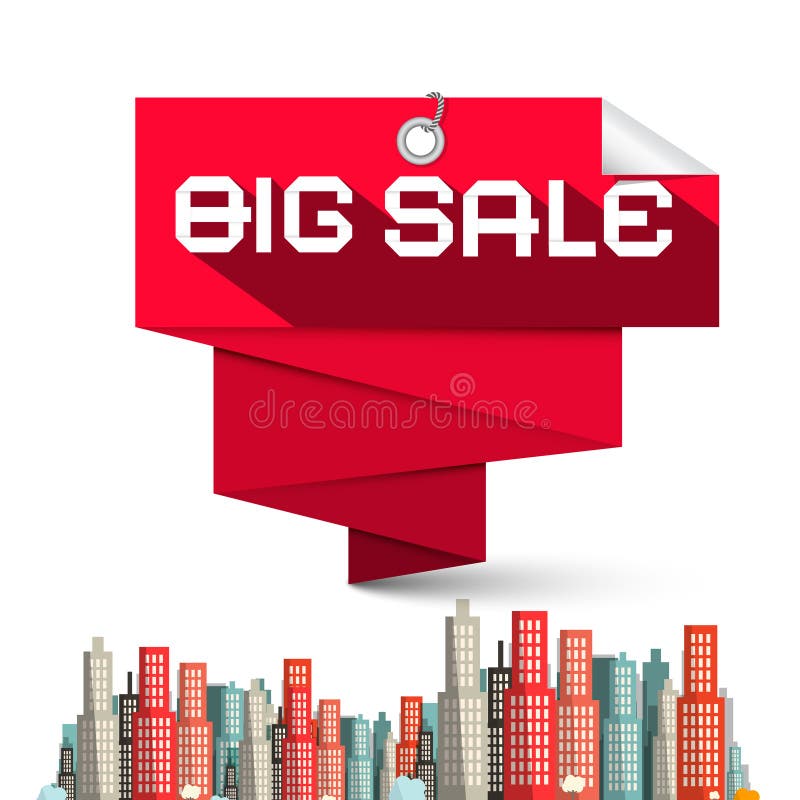 Big Sale Red Label and Skyscrapers Vector Stock Vector - Illustration ...
