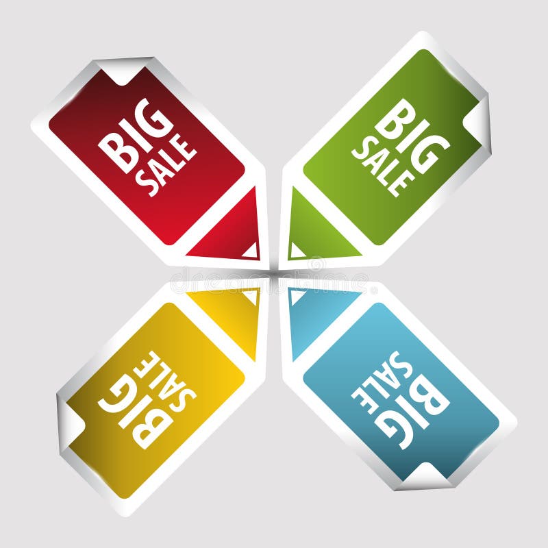 Big Sale Tags. Text on Square Sticker Tags with Arrow Stock Vector ...