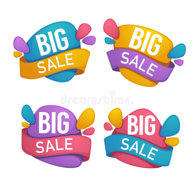 Big Sale, Vector Collection of Bright Discount Bubble Tags, Banners and ...