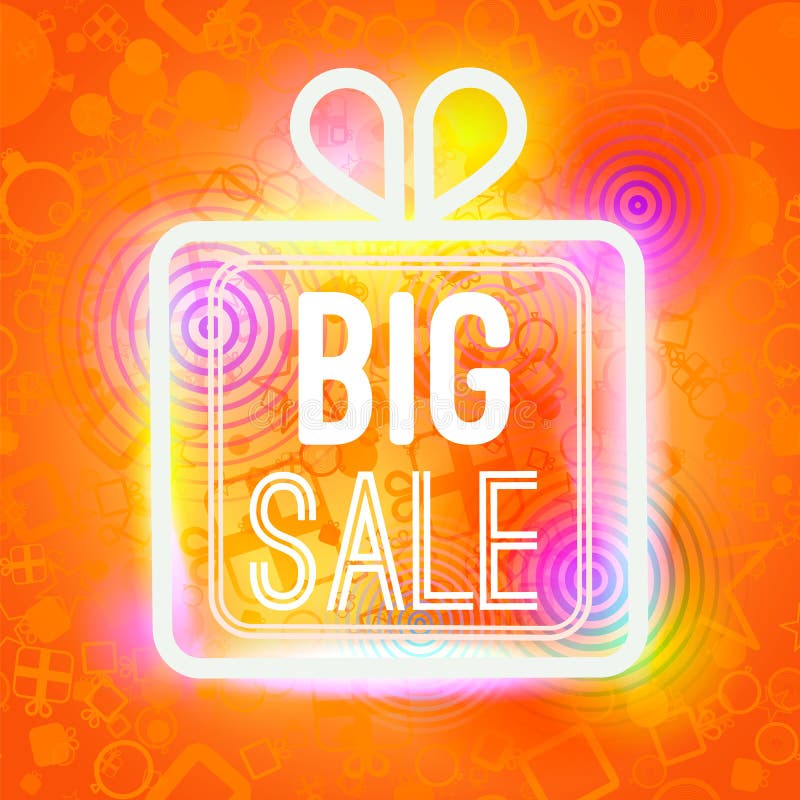 Big Sale Words in Box. Vector Illustration of Big Sale Words in Neon ...
