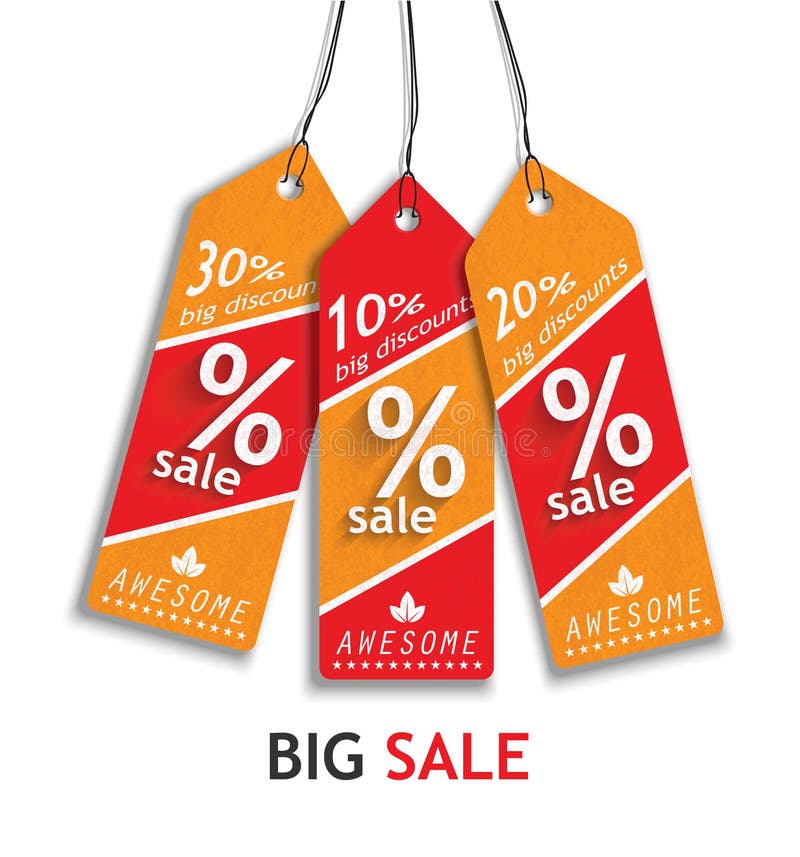 Big sales vintage label stock vector. Illustration of orange - 69850887