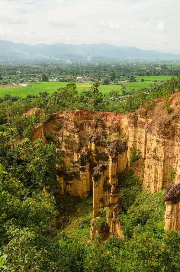Big Sandstone Cliffs in Thailand Stock Image - Image of plant, northern ...