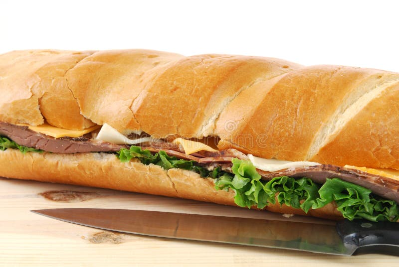 Giant sub Sandwich stock image. Image of roll, foot, turkey - 4006875