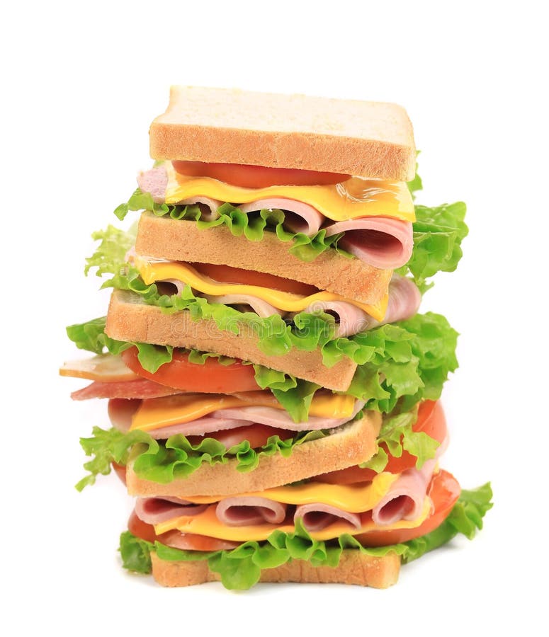 Flying Sandwich Isolated on White Background Stock Photo - Image of ...