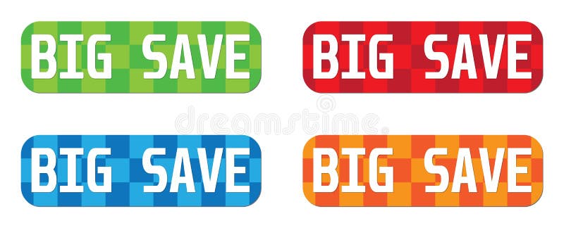 BIG SAVE Text, on Rectangle, Zig Zag Pattern Stamp Sign. Stock ...