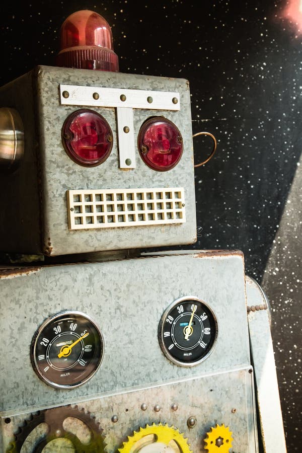 Big Scale Vintage Robot Closeup View Stock Image - Image of concept ...
