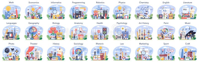 Big School Subject or Educational Class Set. Stock Vector ...