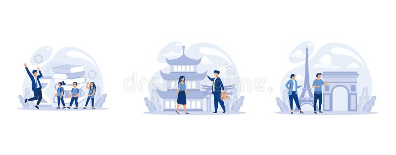 Big School Subject or Educational Class Set. Student Studying Social ...